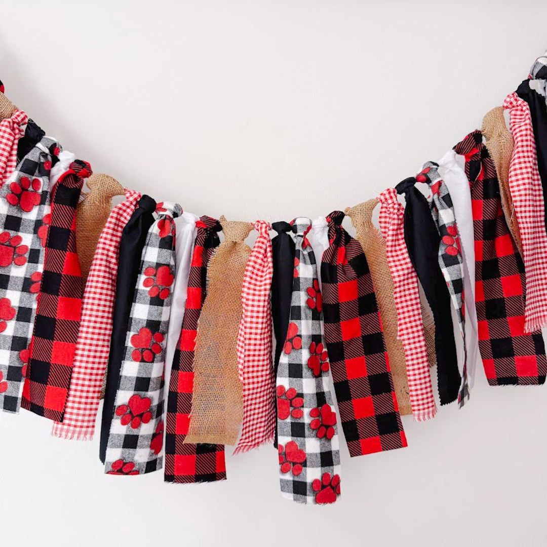 Custom Fabric Garland Banner |red Black White | Graduation Decor | Team ...