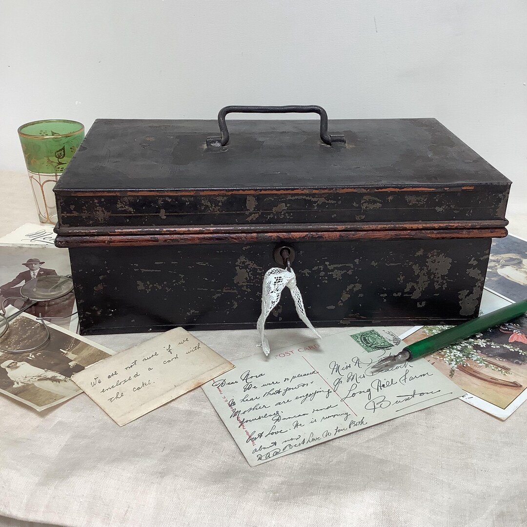Vintage Black Metal Deed Box With Key - Etsy UK