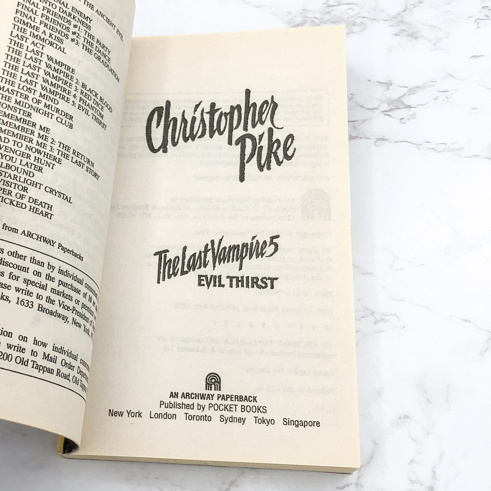The Last Vampire #5: Evil Thirst by Christopher Pike [FIRST EDITION ...
