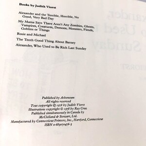 Alexander Who Used to Be Rich Last Sunday by Judith Viorst & Ray Cruz ...