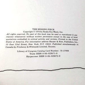The Missing Piece by Shel Silverstein [FIRST EDITION] 1976 • hardcover ...