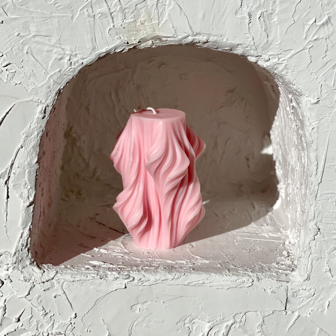 Handmade Pink Wave Candle (shaped Candle / Natural Candle / Soy Wax ...