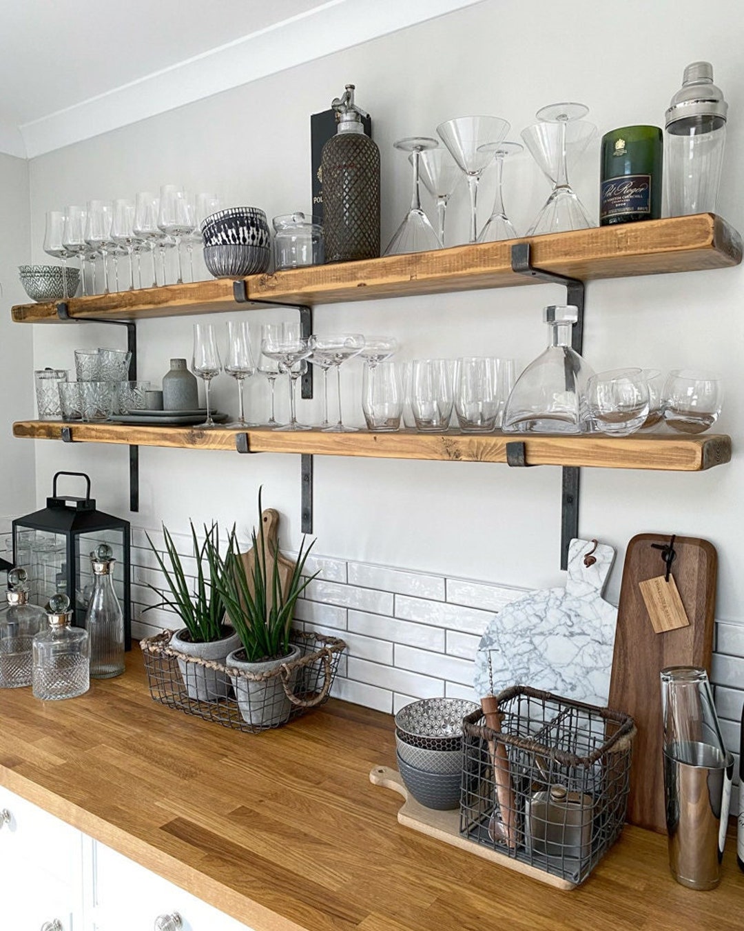 Rustic Handmade Shelf With Heavy Duty Black Down Brackets Fixings. kitchen Shelf Office Shelf Drinks Shelf Etsy UK