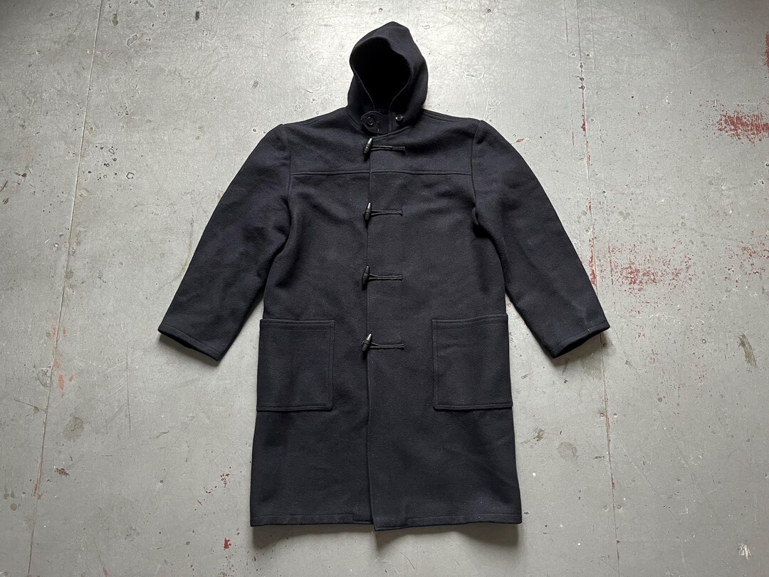 British Donkey Coat, Vintage 70s Clares Workwear Dark Navy Wool Blend ...