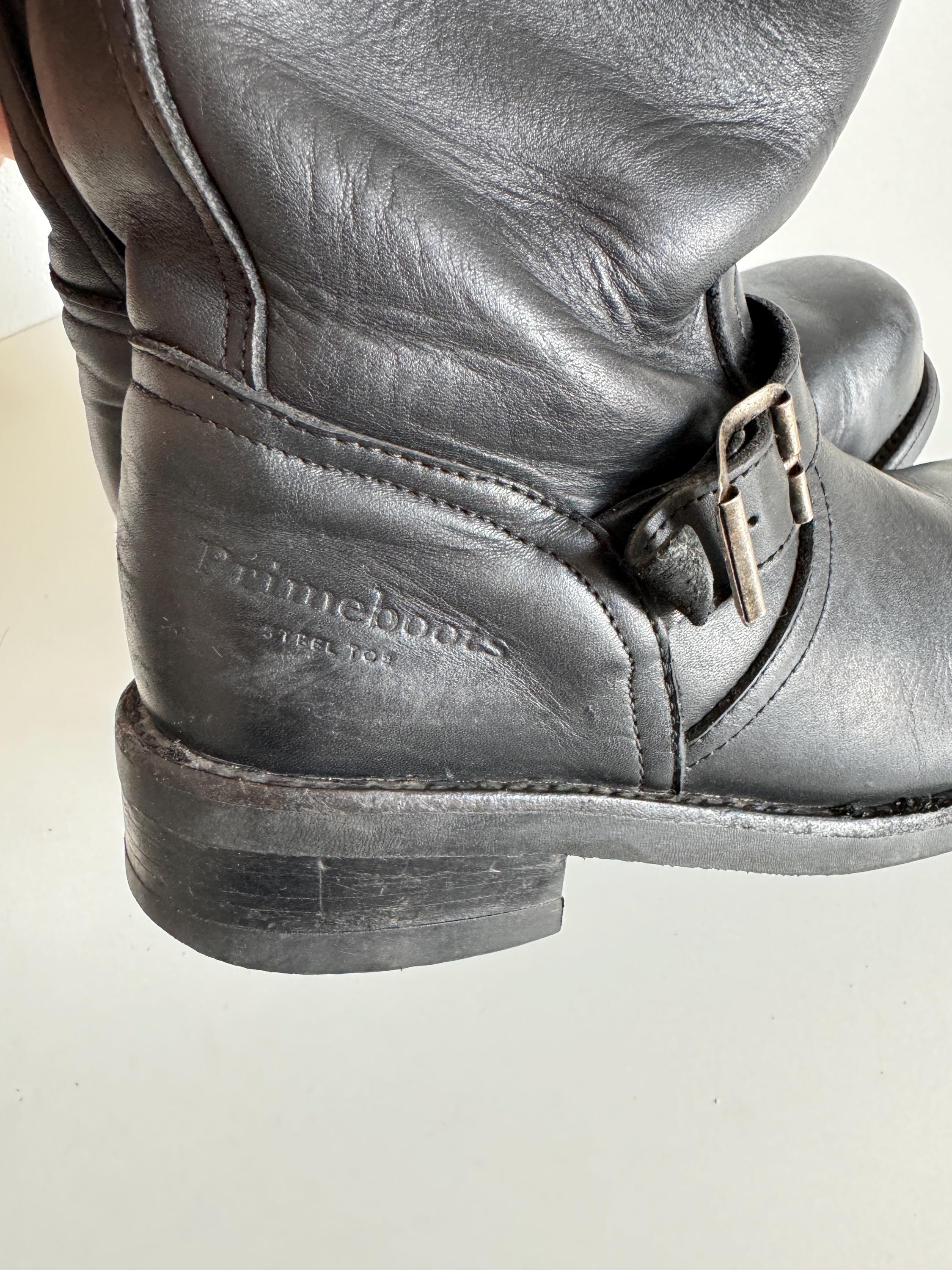 Primeboots Engineer Tall Boots Black Leather Vintage Work Motorcycle ...
