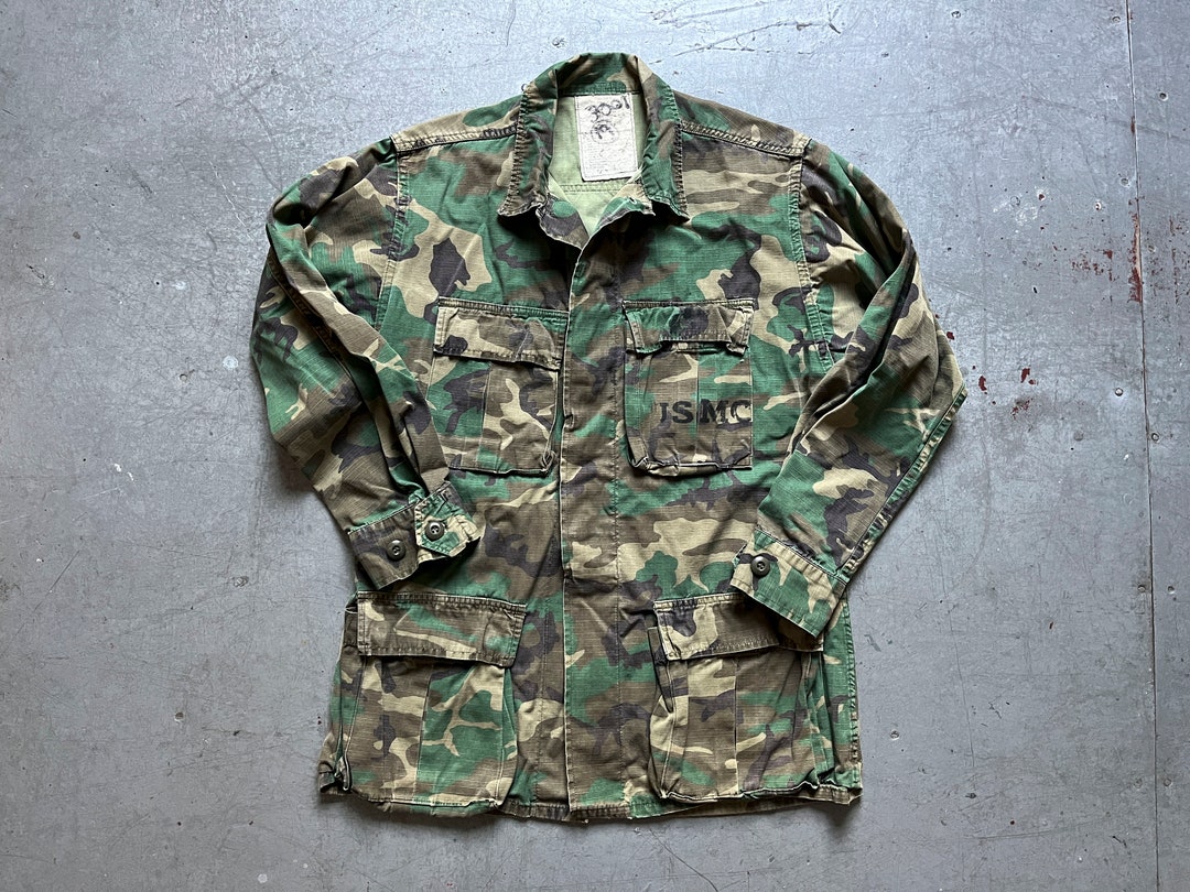 Size S Reg 80s USMC Army ERDL Woodland Ripstop Jungle Combat BDU Jacket ...