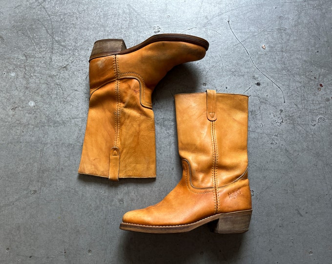70s Vintage Landis 4110 Square Toe Western Cowboy Brown Leather Campus ...