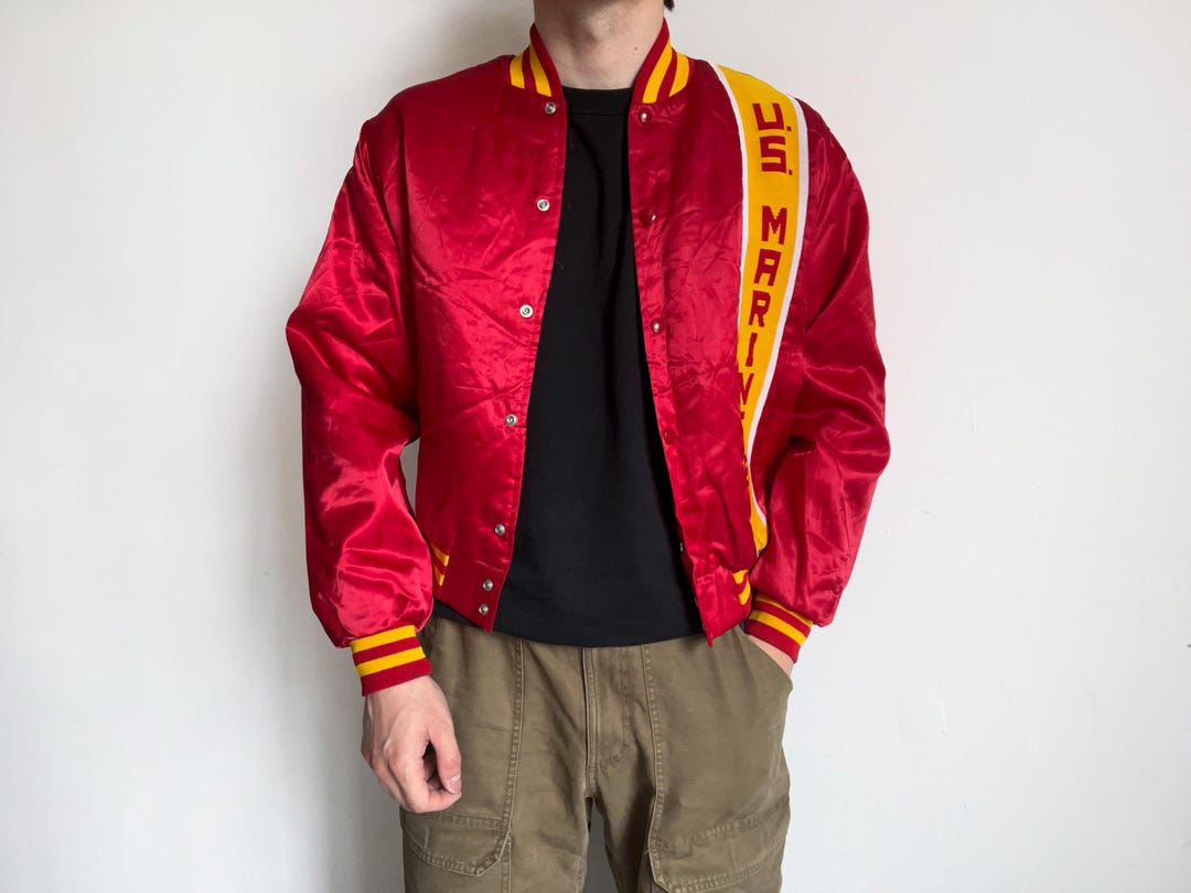 USMC Bomber Jacket, Vintage 80s Swingster US Marines Army Marine Corps ...