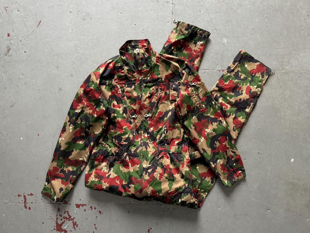 Lot Vintage Swiss Switzerland Alpenflage Camo Coverall Suit Tanker ...