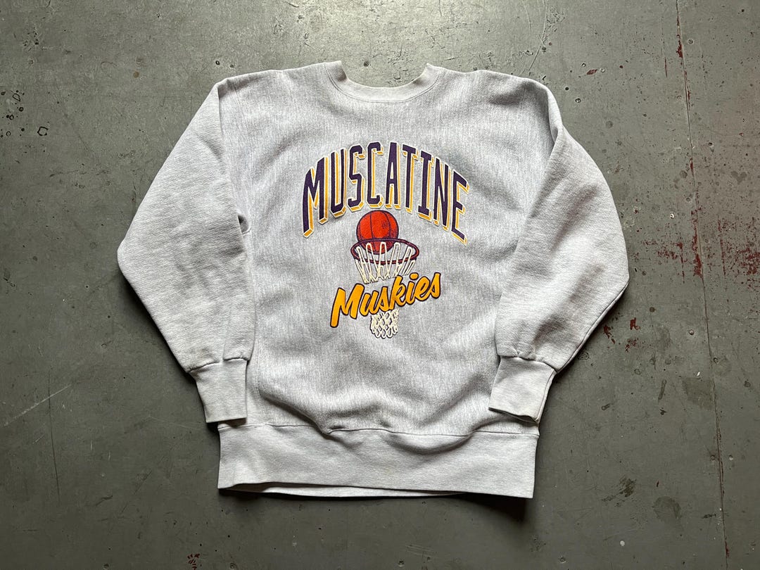 Muscatine Muskies Sweatshirt, Vintage 80s Champion Heather Gray ...