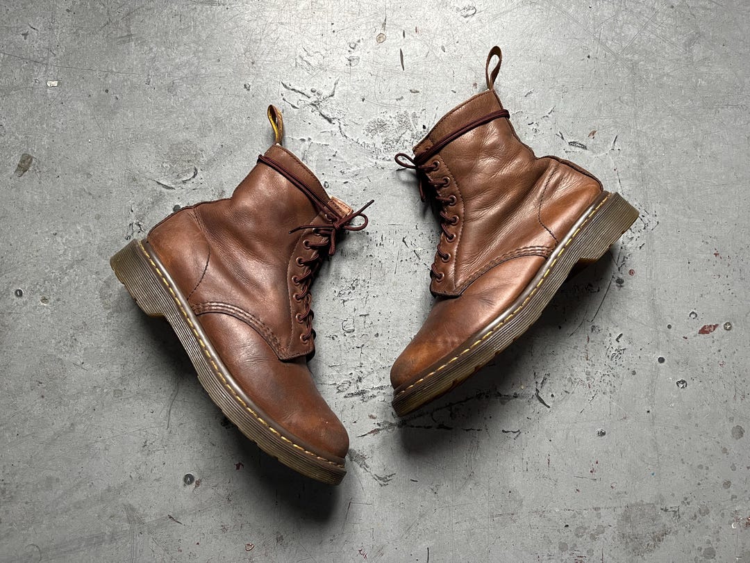 Dr Martens Boots, Brown Leather Pile Lined Winter Grunge Rocker Punk ...