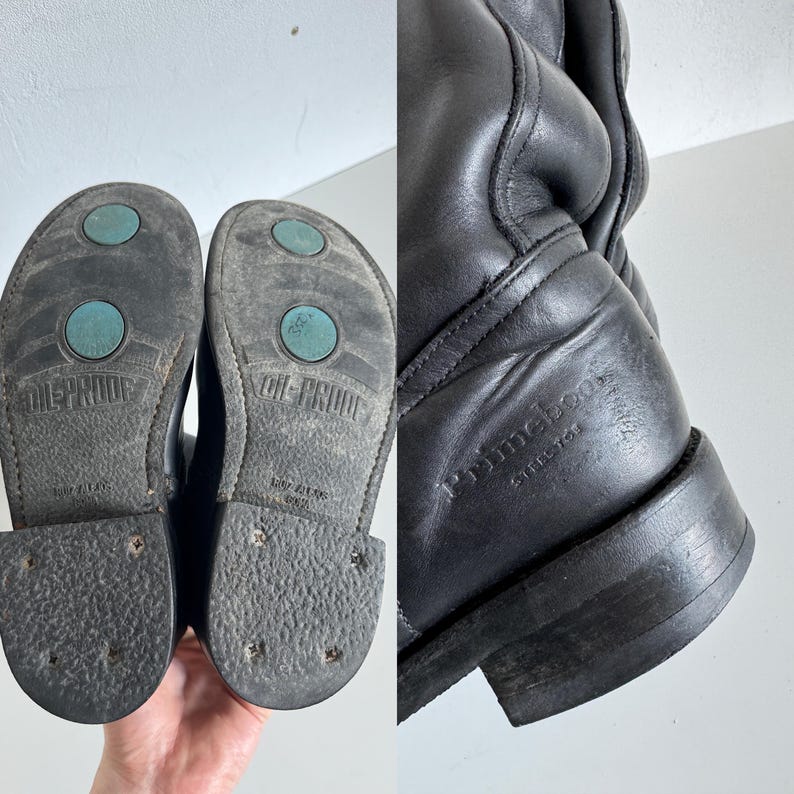 Primeboots Engineer Tall Boots Black Leather Vintage Work Motorcycle ...
