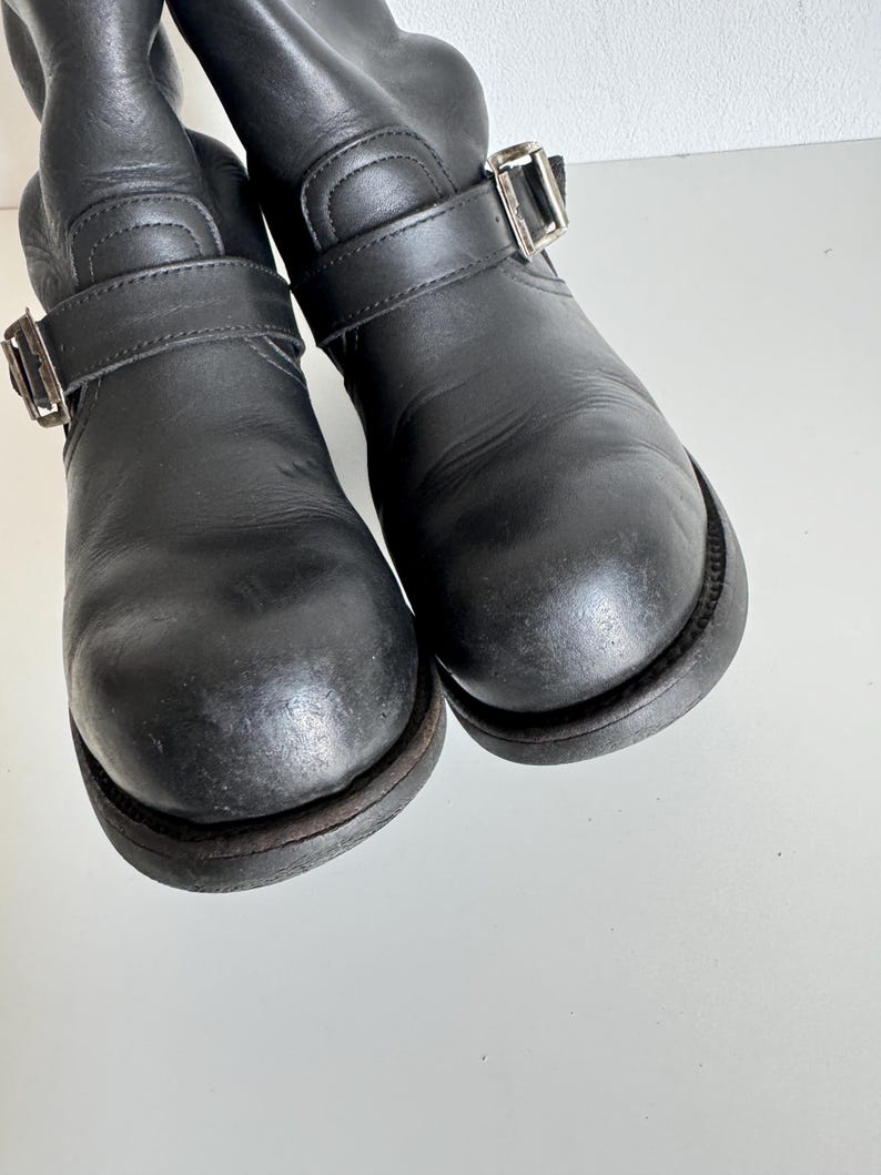 Primeboots Engineer Tall Boots Black Leather Vintage Work Motorcycle ...