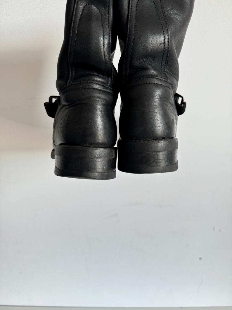 Primeboots Engineer Tall Boots Black Leather Vintage Work Motorcycle ...