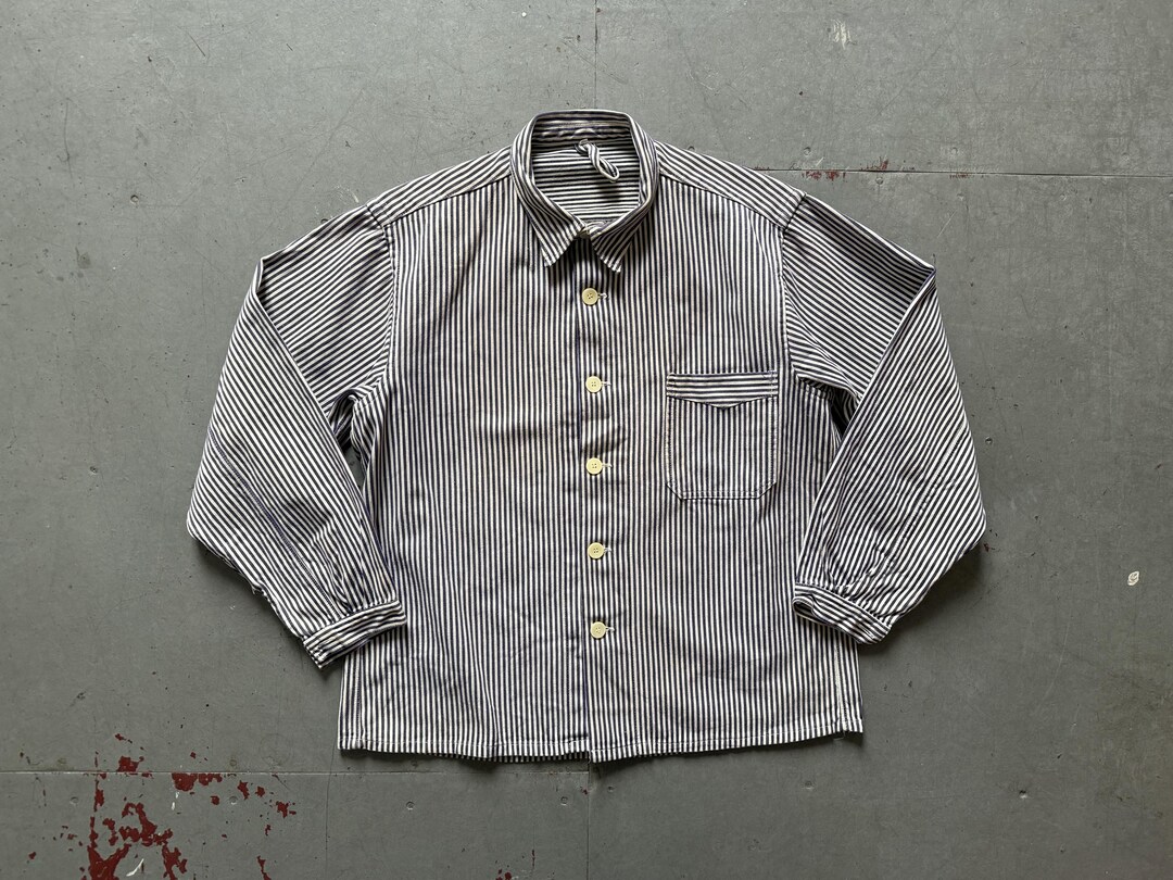 Circa 50s Post Ww2 1950s Vintage Euro Prison Hospital Blue Striped One ...