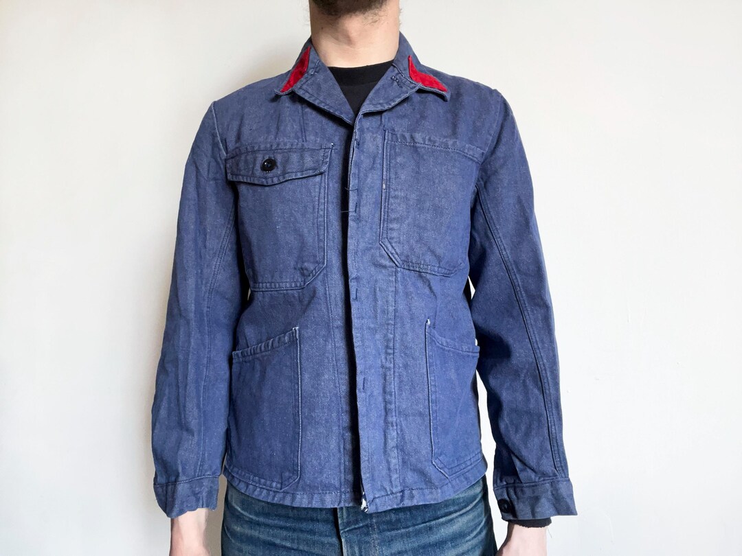 Swiss Firefighter Work Jacket, Vintage French Workwear, Sanfor Blue ...