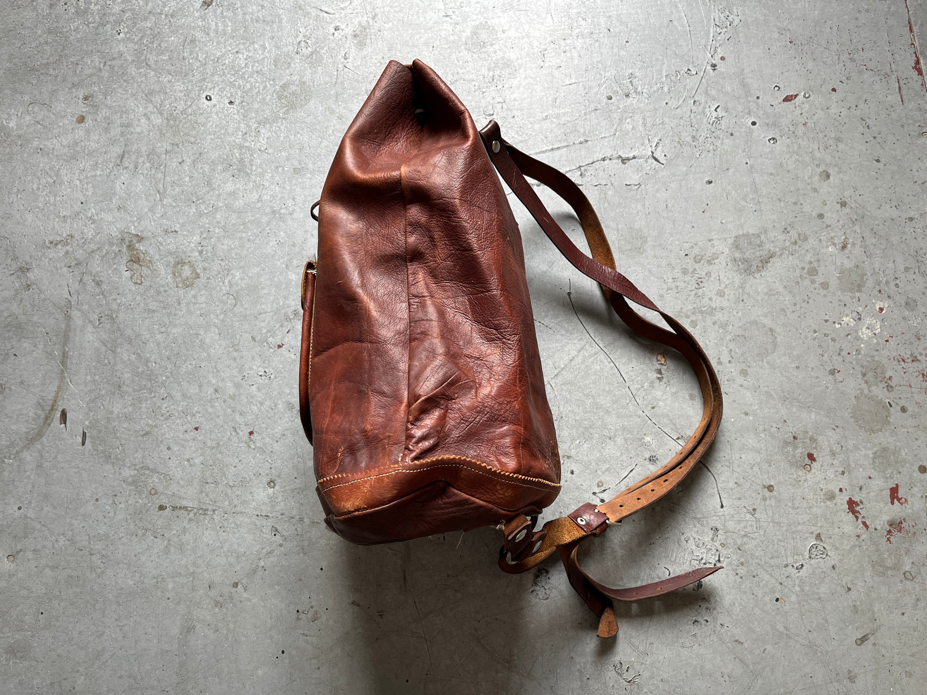 60s 70s Vintage Brown Leather Country Boho Hippie Handmade Backpack ...