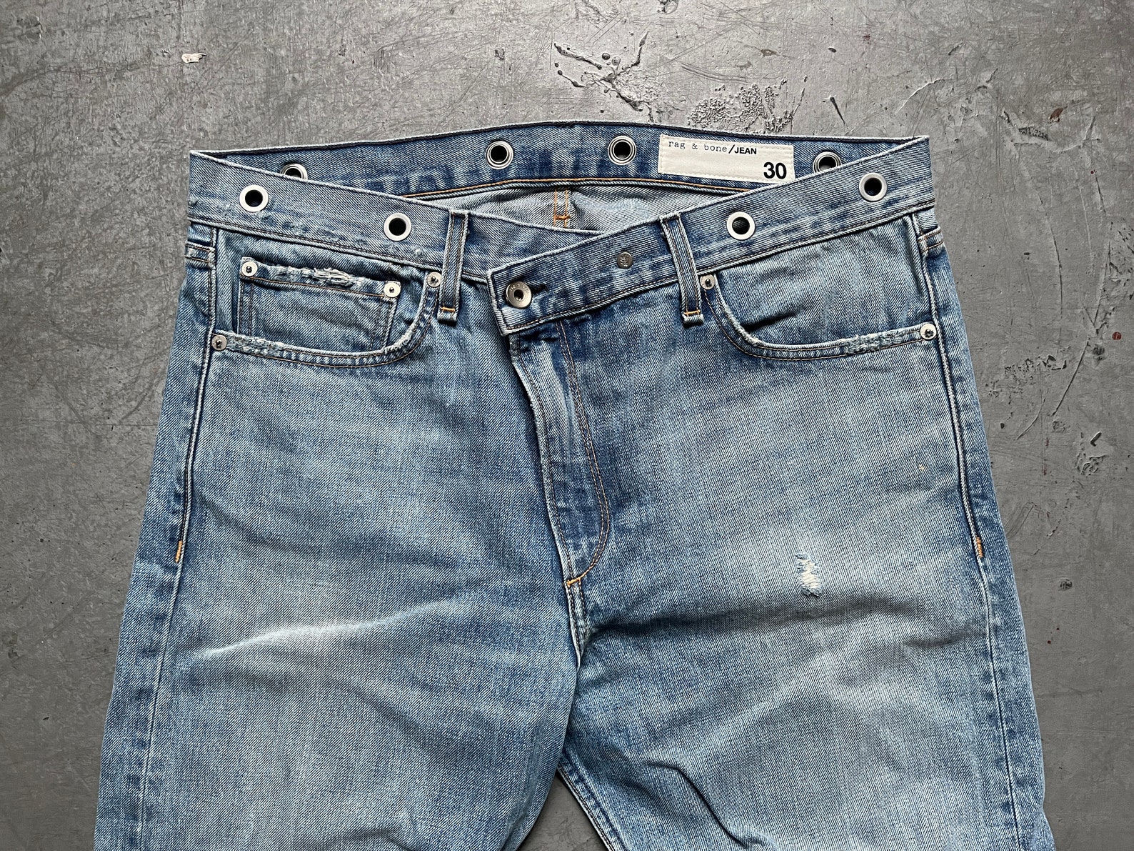 Rag & Bone Jeans, Wicked Jean Mid Rise Overlaping Waistband Eyelet ...