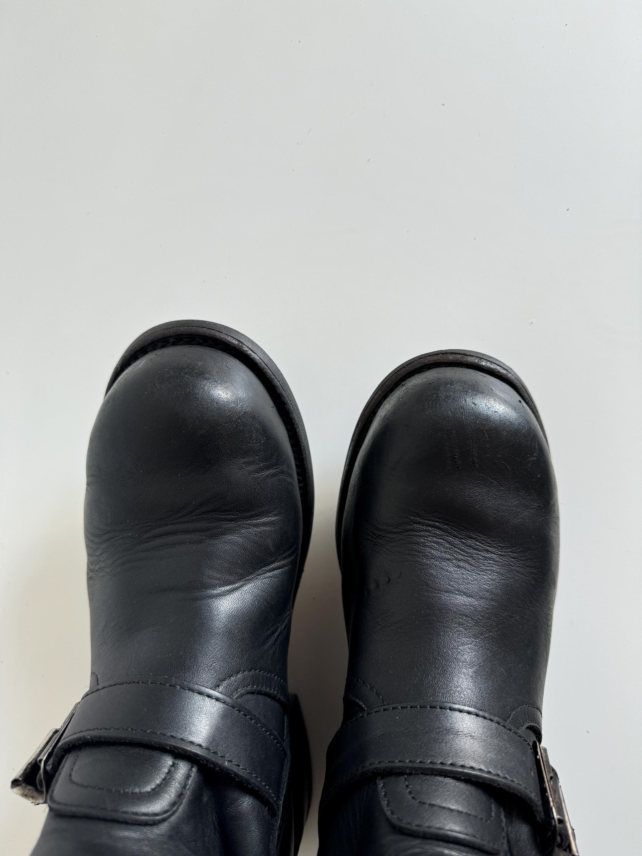 Primeboots Engineer Tall Boots Black Leather Vintage Work Motorcycle ...