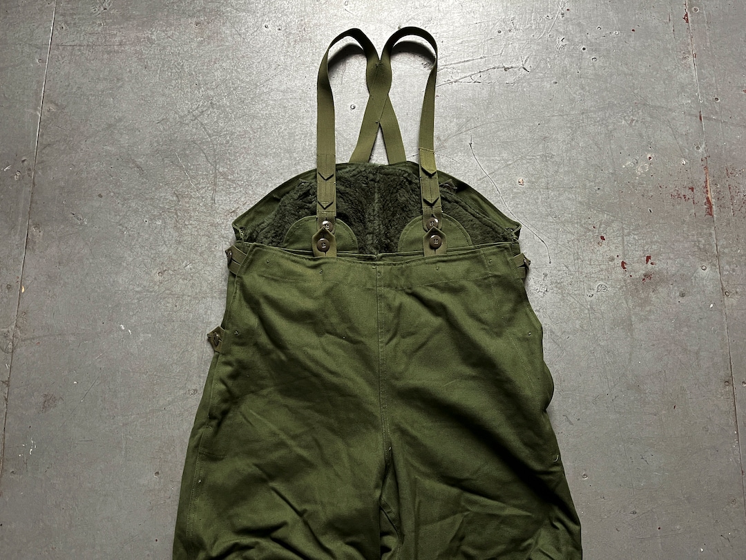 60s Vintage 1961 Swedish Army Winter Fleece Lined Motorcycle Bib ...