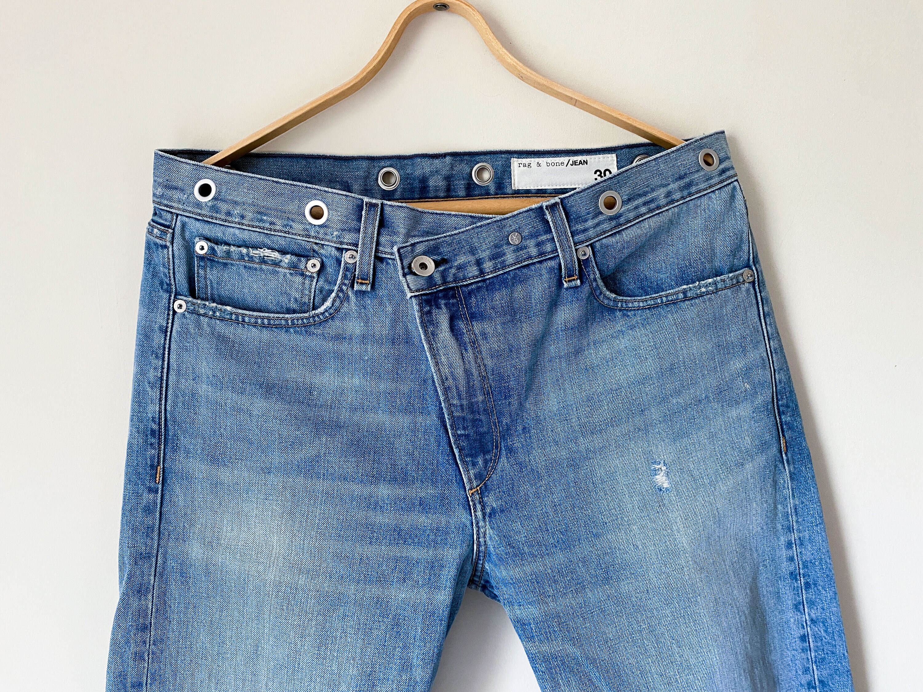 Rag & Bone Jeans, Wicked Jean Mid Rise Overlaping Waistband Eyelet ...