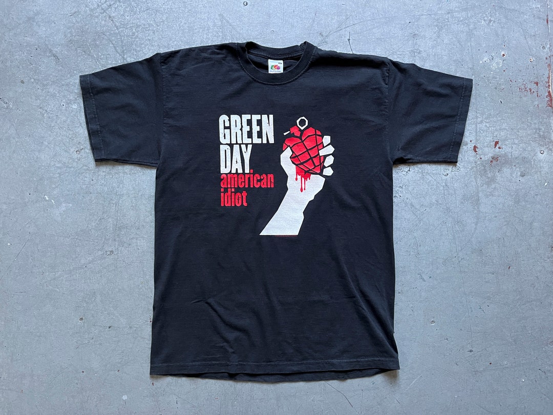 Vintage 00s Y2K Green Day American Idiot T-shirt, Black Band Tee, Size ...