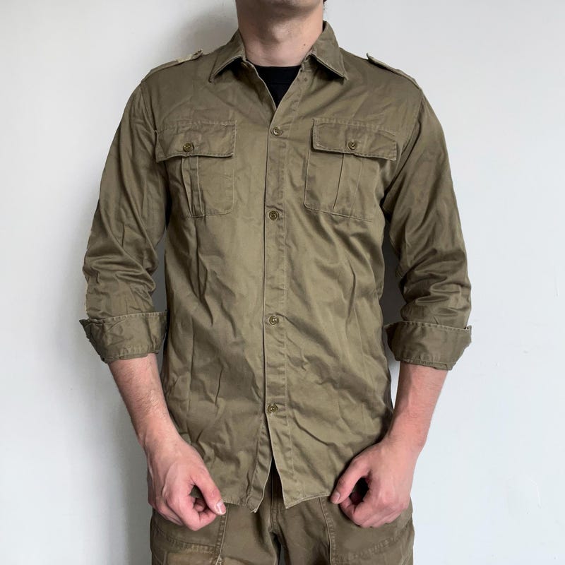 French Army Khaki Shirt - Etsy