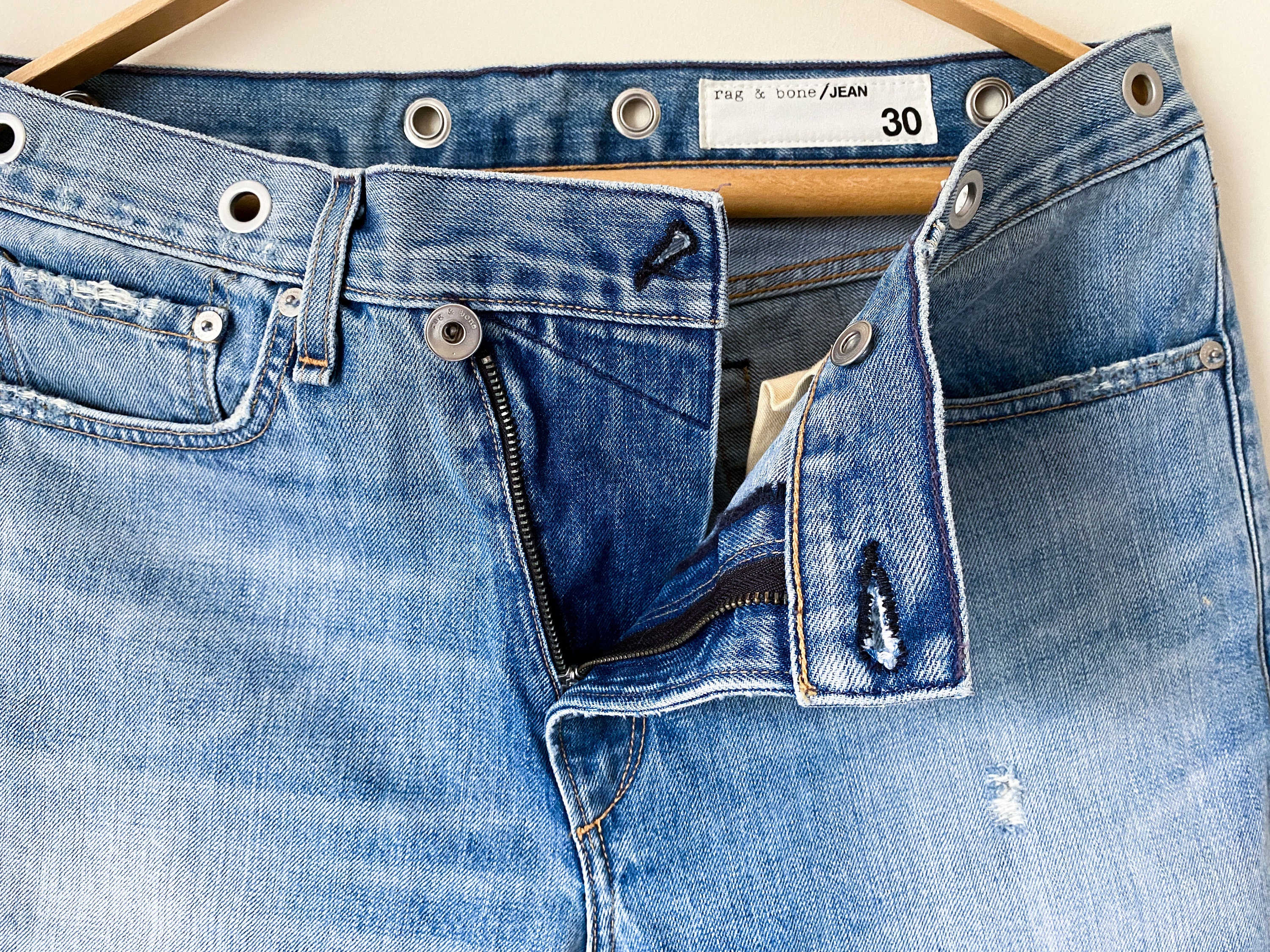 Rag & Bone Jeans, Wicked Jean Mid Rise Overlaping Waistband Eyelet ...