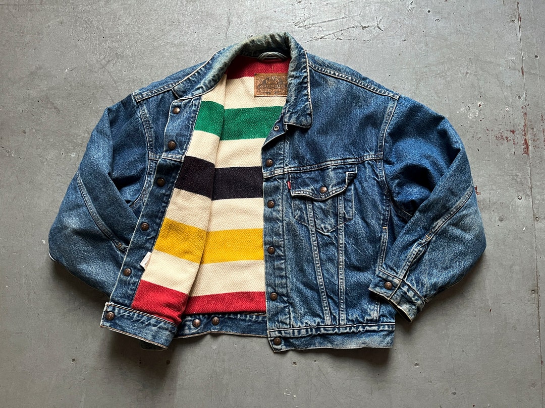 80s Vintage 1980s Levis Hudson Bay Stripe Lined Type 3 Blue Stonewashed ...