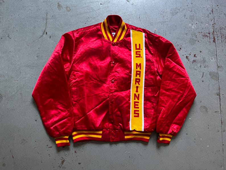 USMC Bomber Jacket, Vintage 80s Swingster US Marines Army Marine Corps ...