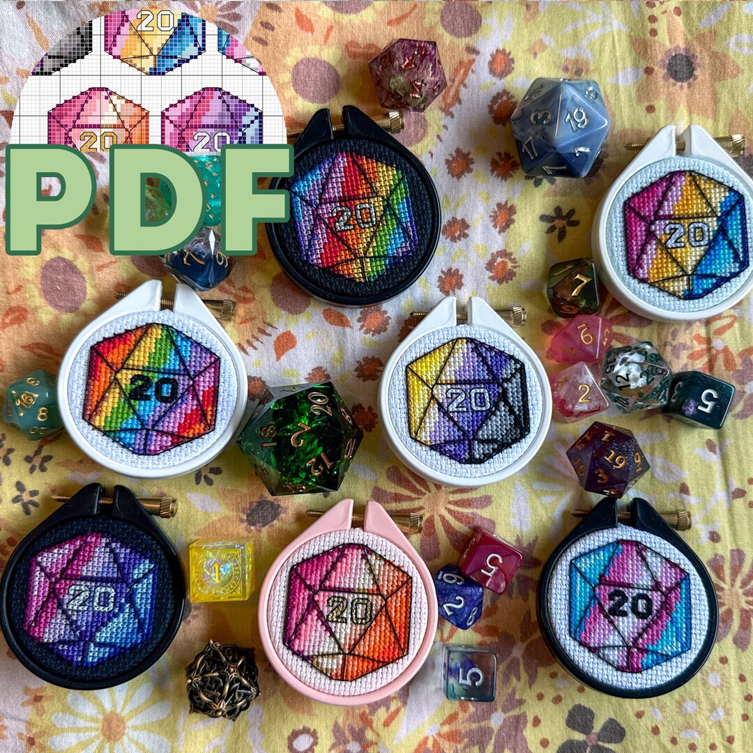 Seven Pride Flag Inspired D20 Dungeons and Dragons Cross Stitch ...