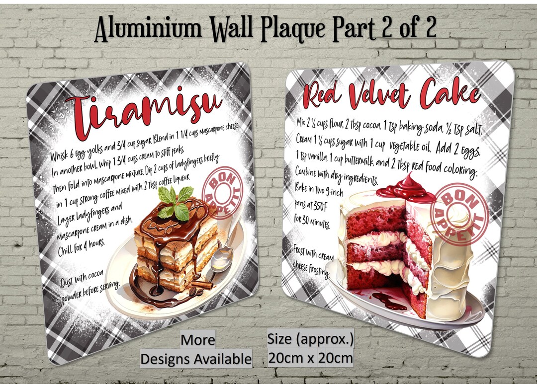 Square Recipe Style Food Aluminium Wall Plaque/sign Part 2 - Etsy