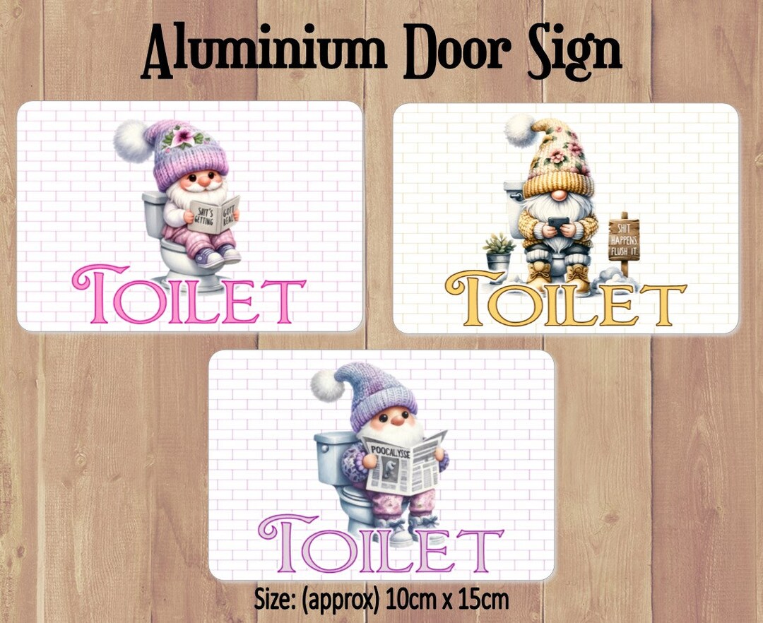 10cm X 15cm Aluminium Cute Toilet Gnome/gonk Door Sign - Etsy