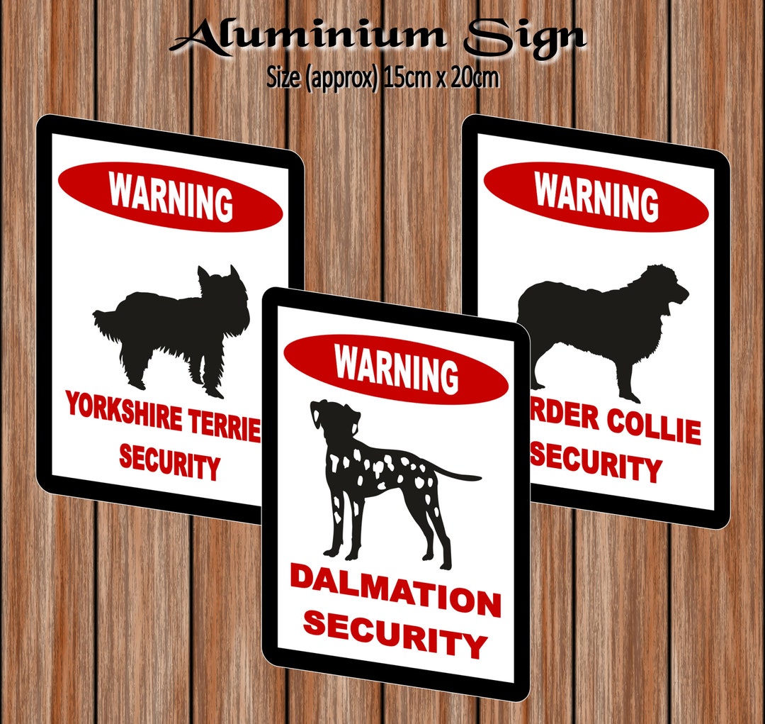 Warning Dog Security Aluminium Sign Dachshund Dalmation Doberman Fox ...