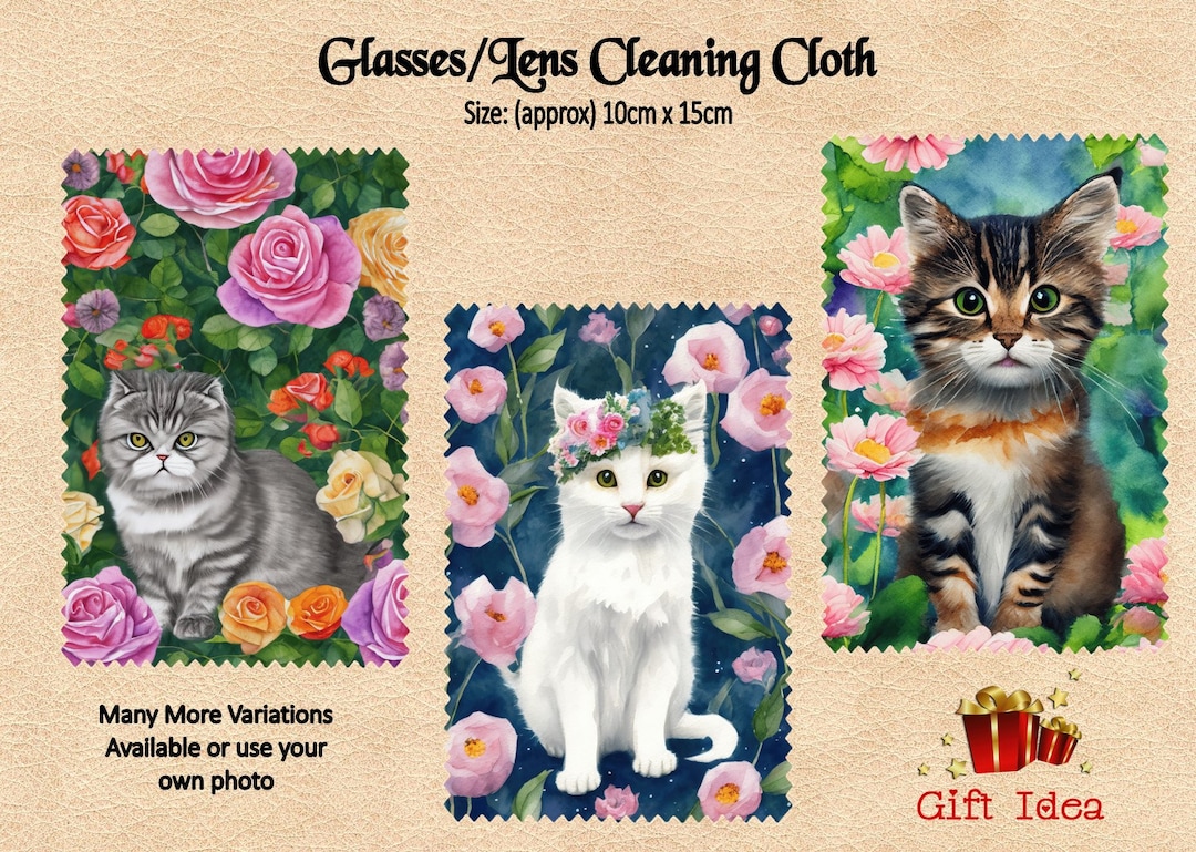 Lovely Cats Design Floral Lens Cloth 10cm X 15cm - Etsy UK