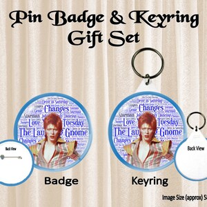 David Bowie Keyring & Badge Set - Etsy