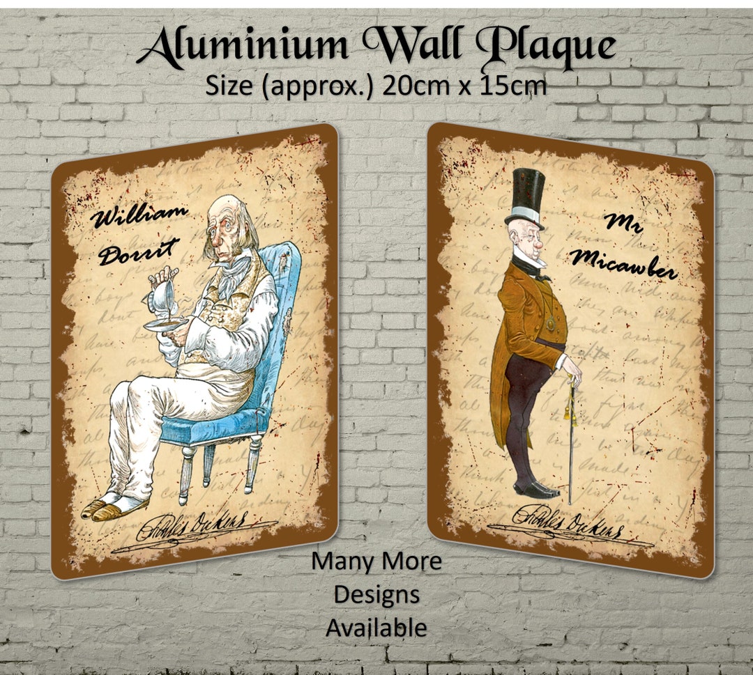 Aged Style Dickens Character Aluminium Wall Plaque/sign Mr Micawber ...