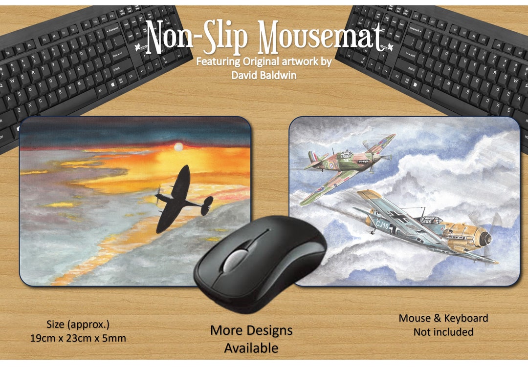 WWII Planes Mouse Mat Featuring Artwork of David Baldwin Spitfire ...