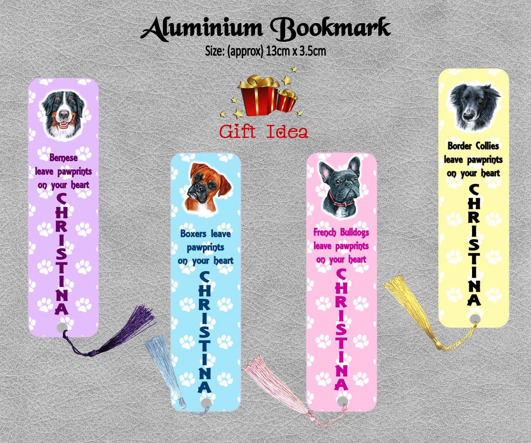 Personalised Dog Breed Aluminium Bookmark Airedale Basset Beagle ...