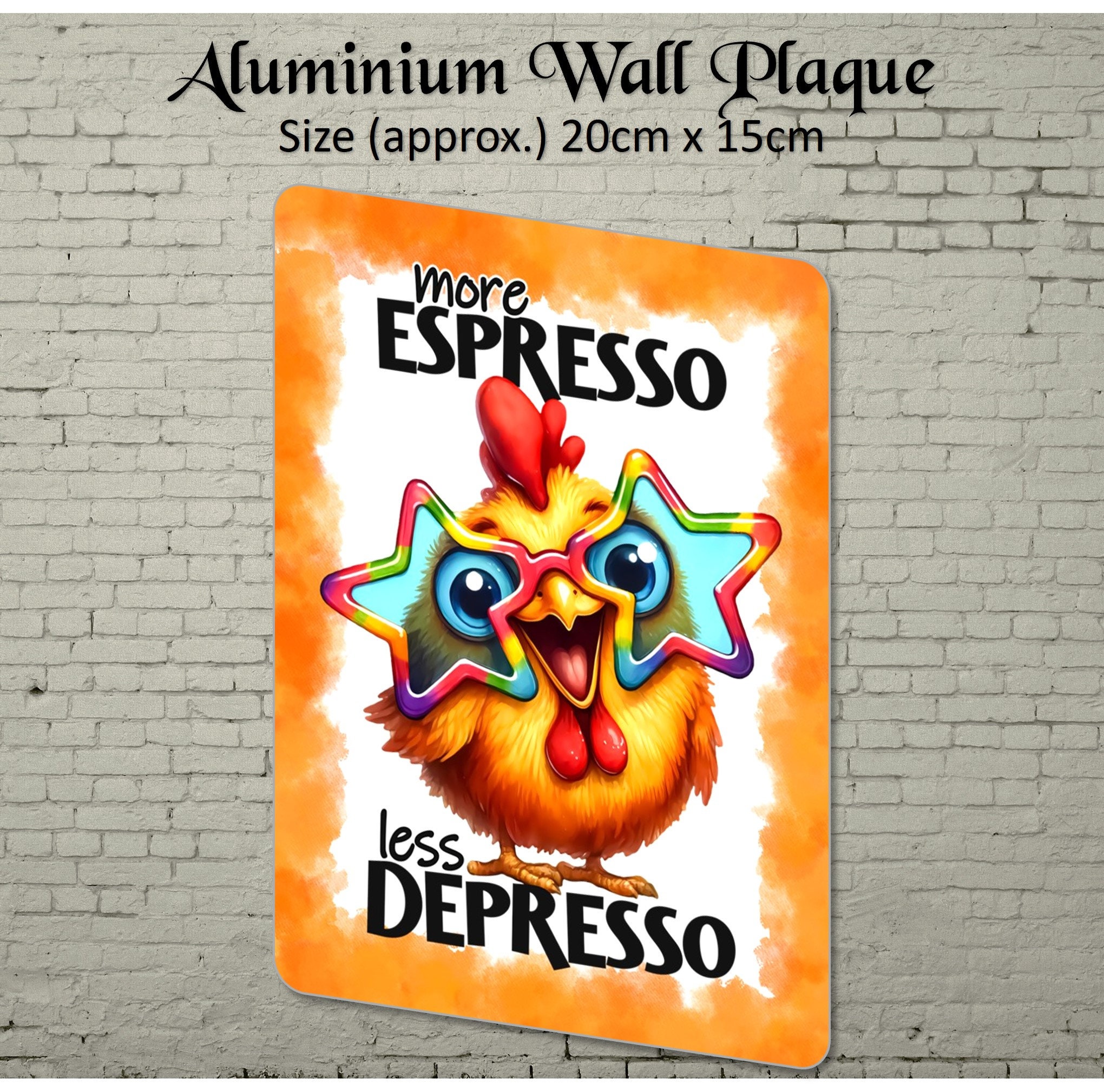 Bright Funky Chicken Coffee Poster Aluminium Wall Plaque/sign - Etsy