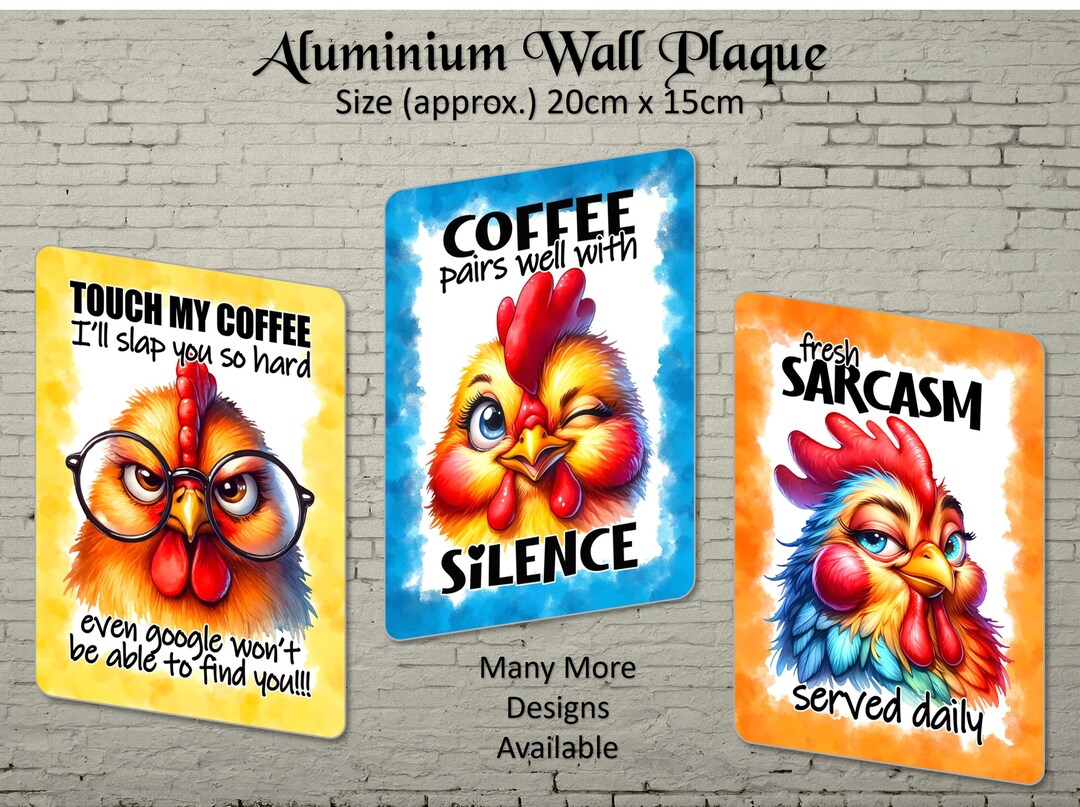 Bright Funky Chicken Coffee Poster Aluminium Wall Plaque/sign - Etsy