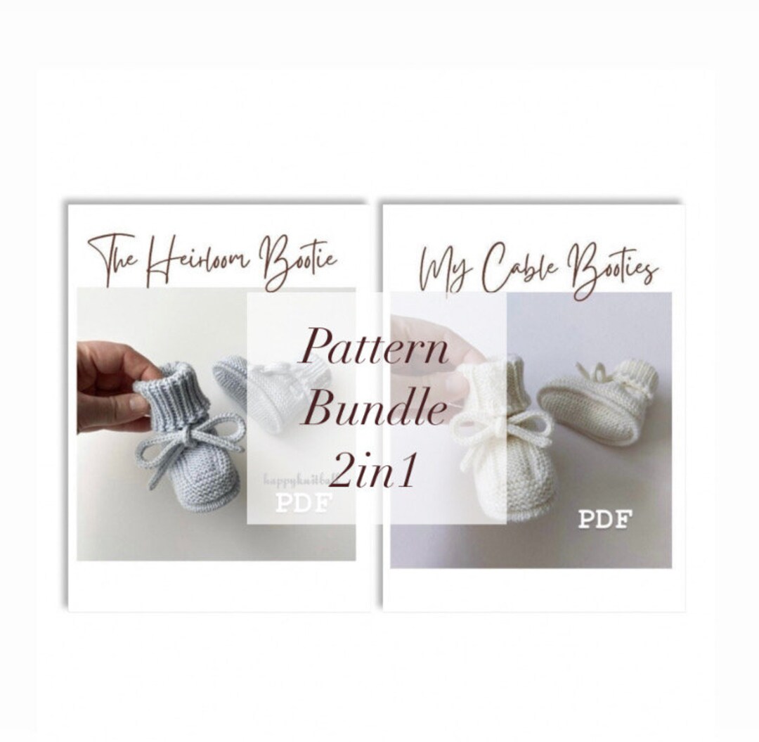 Baby Booties Knitting Pattern Bundle, Baby Booties Pattern Set 2in1 ...