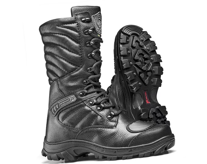 Mens Tanker Combat Boots Corcoran Full Force Footwear Black Leather ...