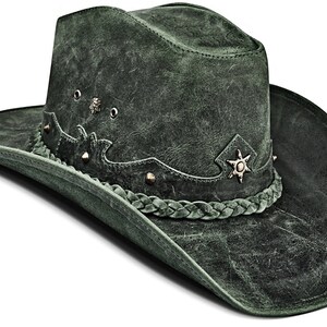 Distressed Leather Cowboy Hat Dark Red, Outback Western Cowboy Hat With ...