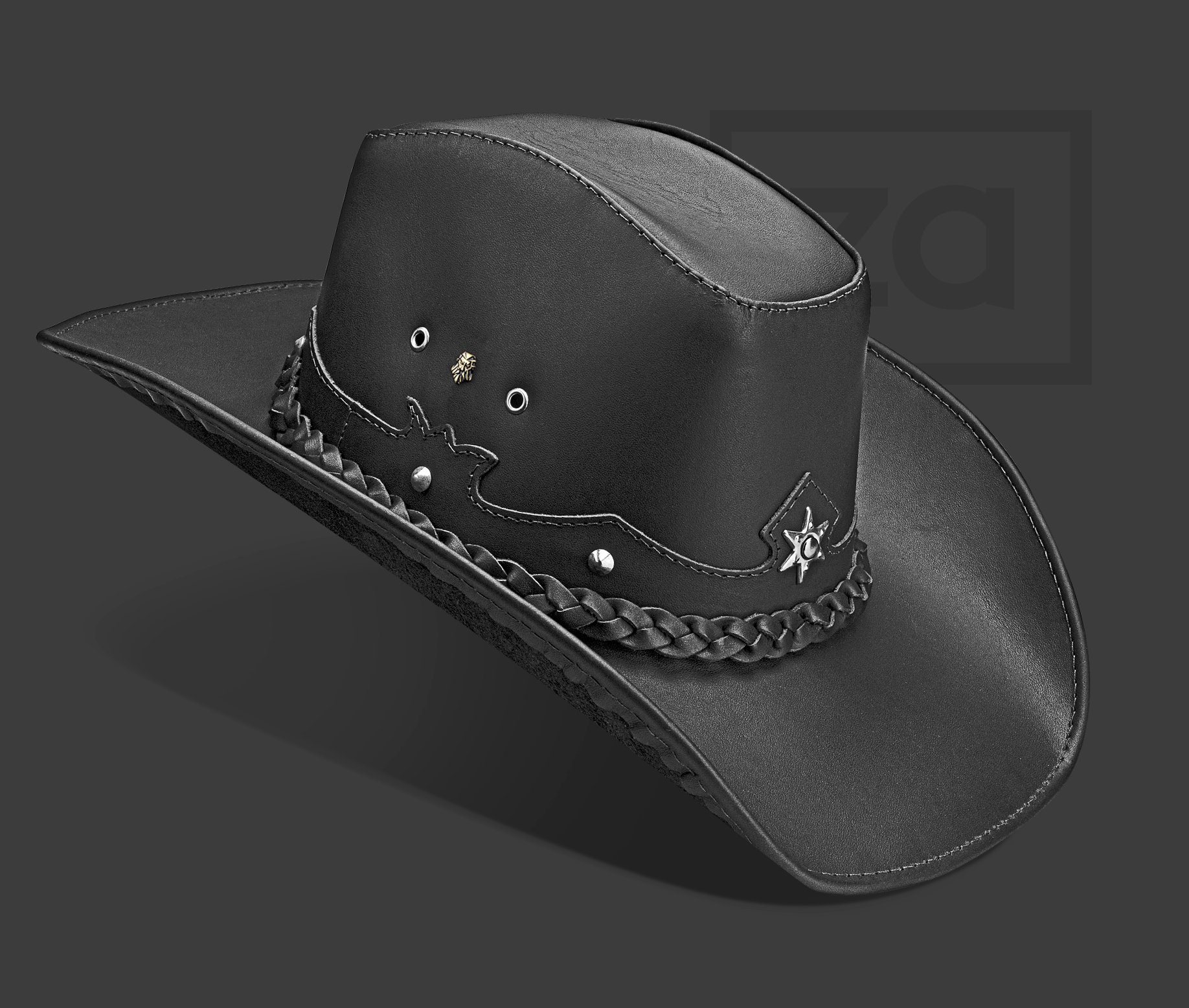 Mens Cowboy Hat Western Genuine Leather Hats Texas Hat Black | Etsy