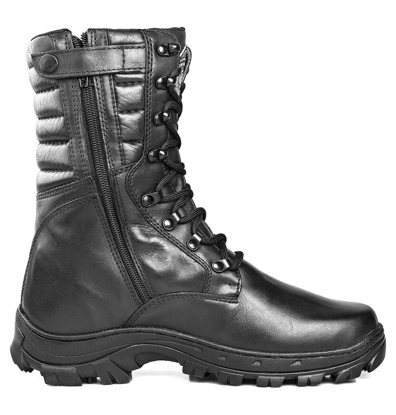 Combat Boots Black Genuine Leather Motorcycle Rider Hiking Adventure ...