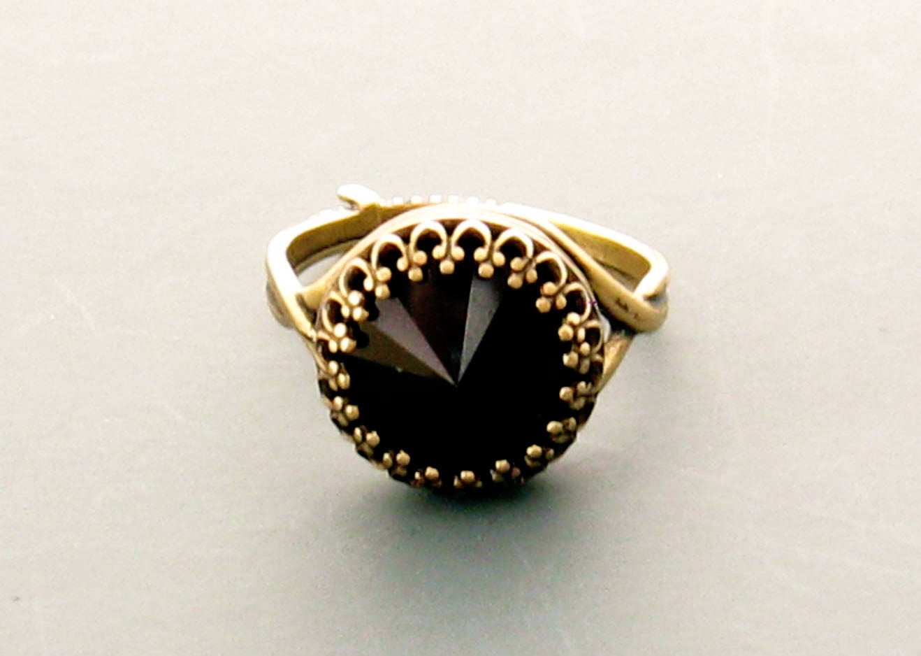 Victorian Style Jet Black Cocktail Ring, Victorian Jewelry, Victorian ...