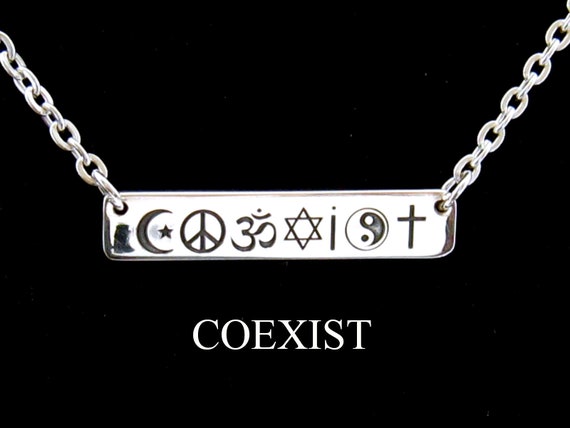 Sterling Silver Coexist Necklace Coexist Pendant Peace | Etsy