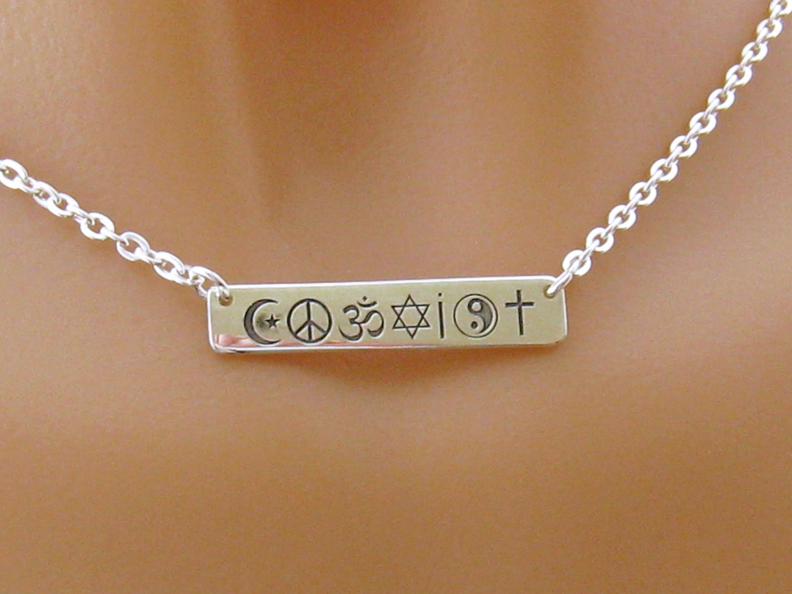 Sterling Silver Coexist Necklace, Coexist Pendant, Peace Necklace ...