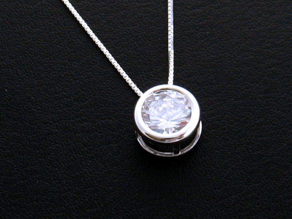 Cubic Zirconia Slide Necklace/birthstone Necklace/birthstone Jewelry ...